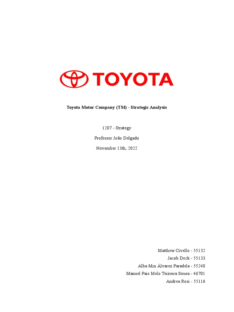 Toyota Analysis (Final) - Group 9 | PDF