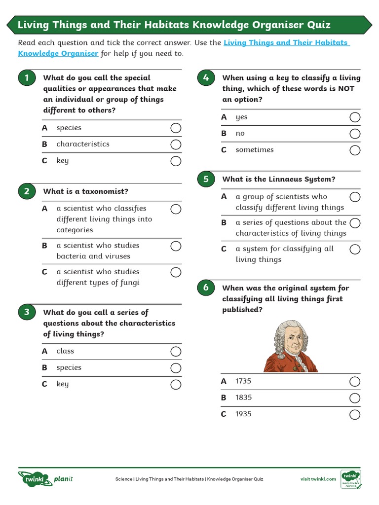 Living Things and Their Habitats - Quiz | PDF | Microorganism | Life