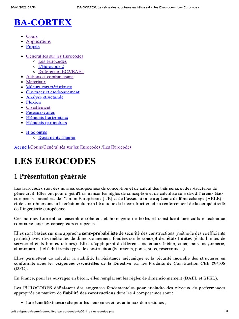 BA-CORTEX, Le Calcul Des Structures en Béton Selon Les Eurocodes - Les Eurocodes | PDF