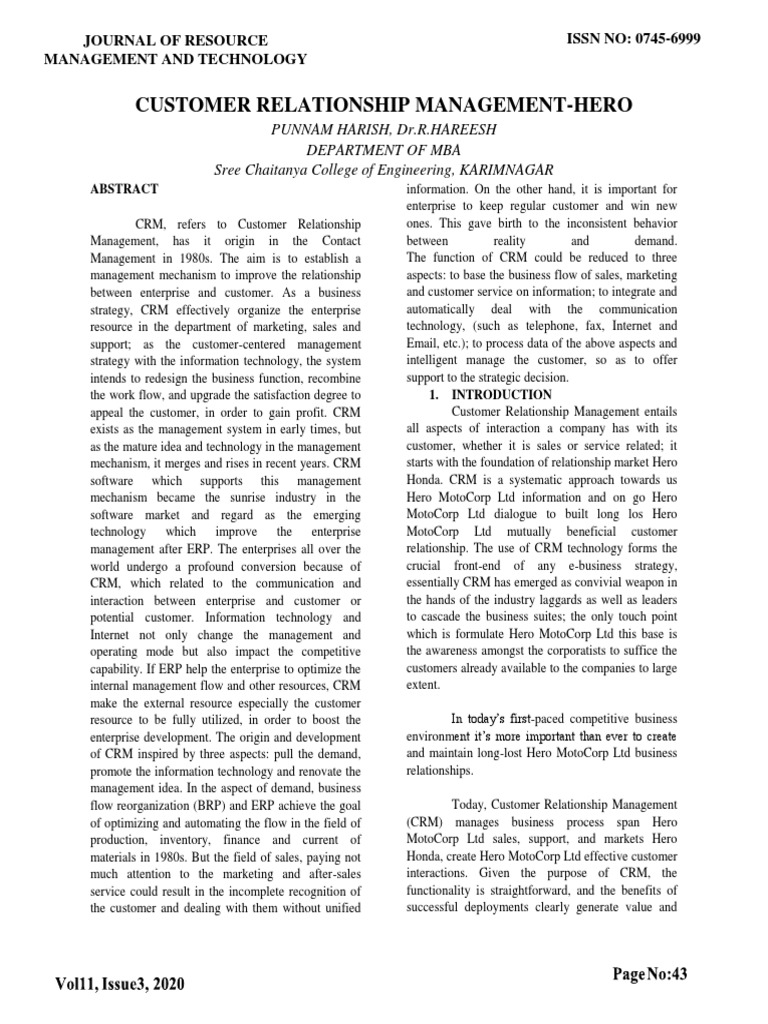 Customer Relationship Management-Hero | PDF | Customer Relationship ...