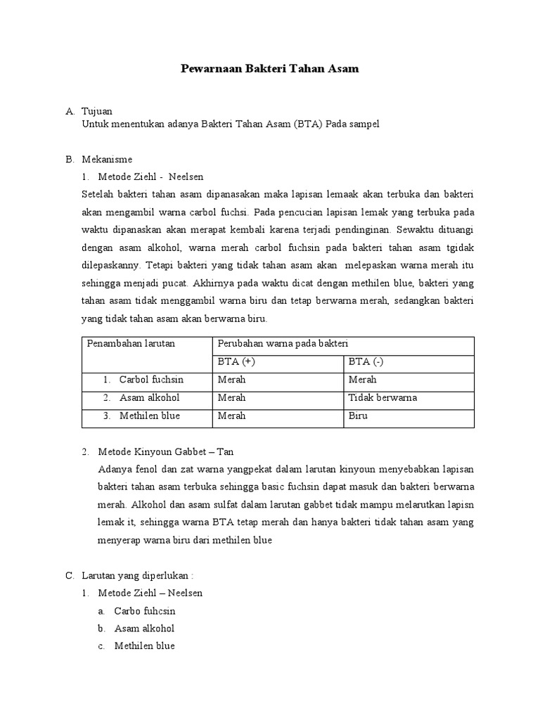 Pewarnaan Bakteri Tahan Asam | PDF