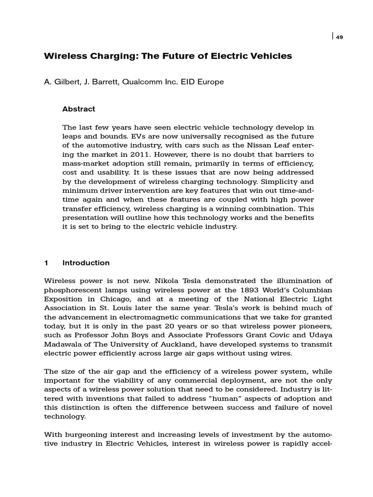 Wireless Charging: The Future of Electric Vehicles | PDF | Electric Vehicle | Battery Charger