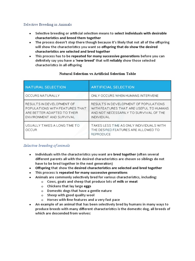 Selective Breeding in Animals | Download Free PDF | Selective Breeding ...
