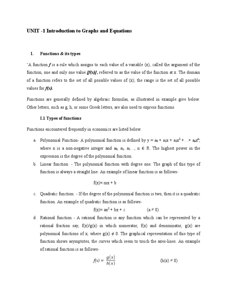 SLM Mathematical Economics Unit 1 | PDF | Equations | Function ...
