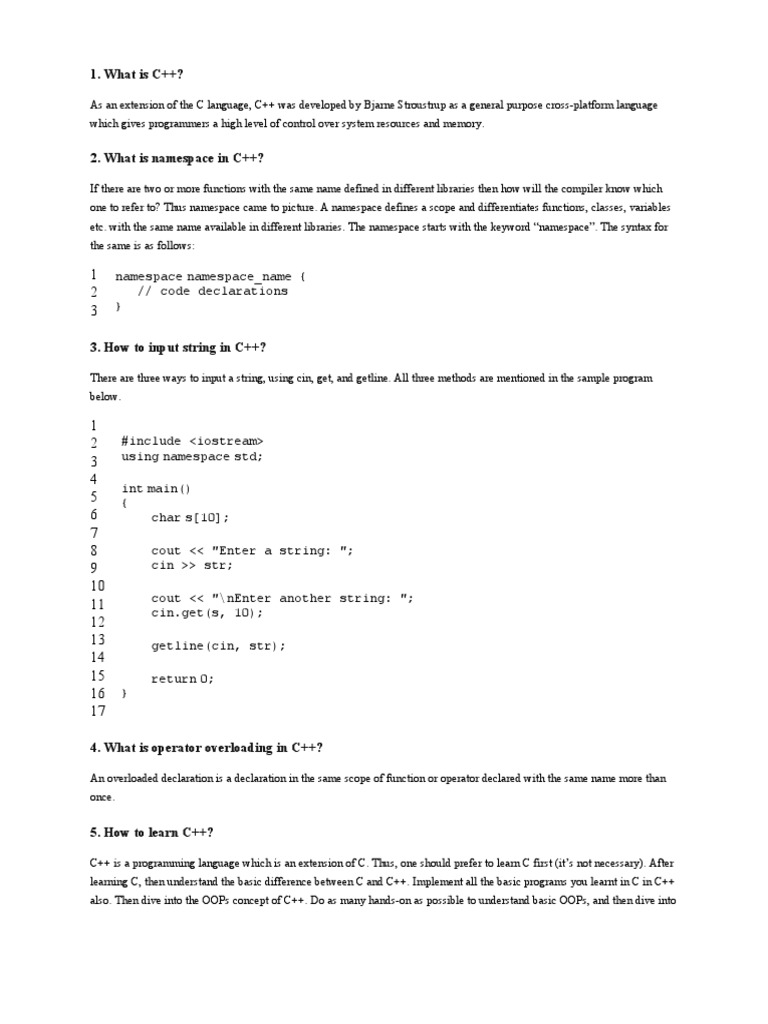 C Interview Questions Pdf C Class Computer Programming