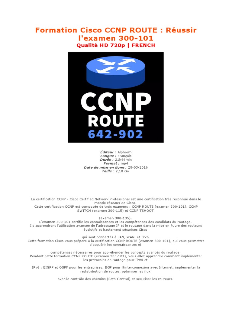 CCNP ROUTE - Réussir L'examen 300-101 | PDF | I Pv6 | Routage