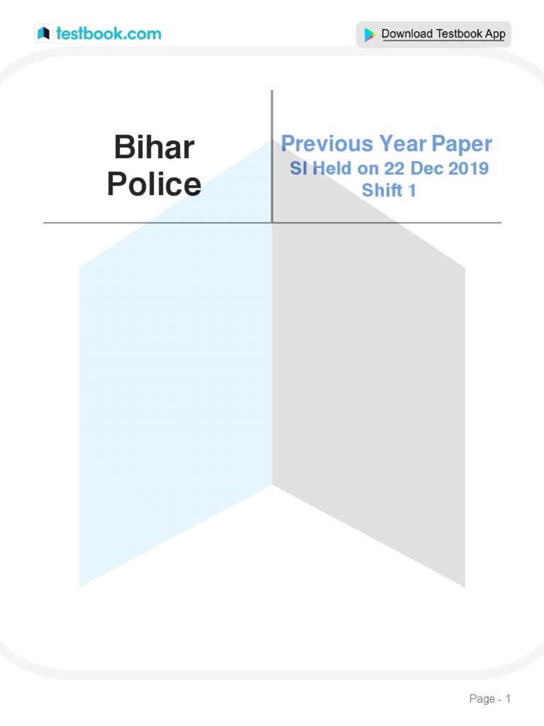 Bihar Police SI Previous Year Paper (Held On - 22 Dec 2019 Shift 1 ...