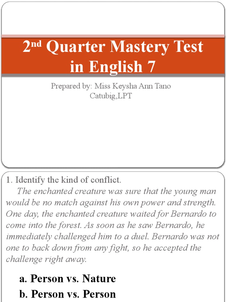 2nd Quarter Mastery Test in English 7 | PDF | Top Down And Bottom Up ...