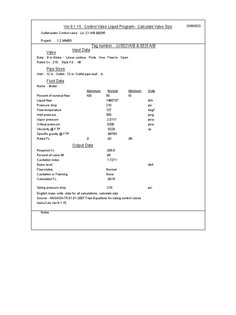InstruCalc Control Valve Sizing3 | PDF | Technology & Engineering