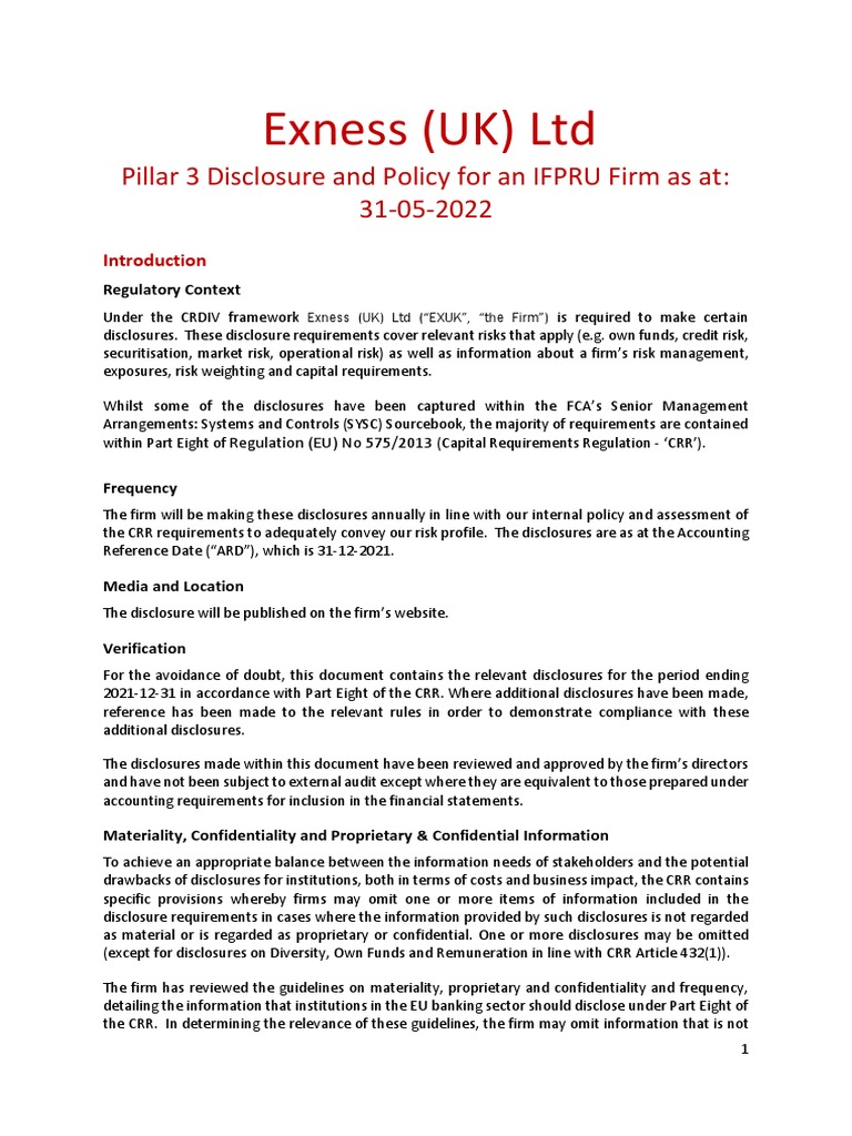 Pillar 3 Disclosure 2021 | PDF | Capital Requirement | Risk