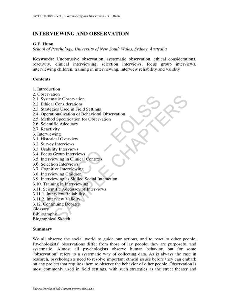 Systematic Observation in PSY | PDF | Survey Methodology | Psychology