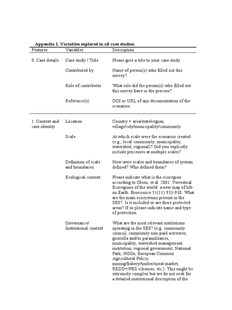 Appendix 1 | PDF | Scenario Planning | Evaluation