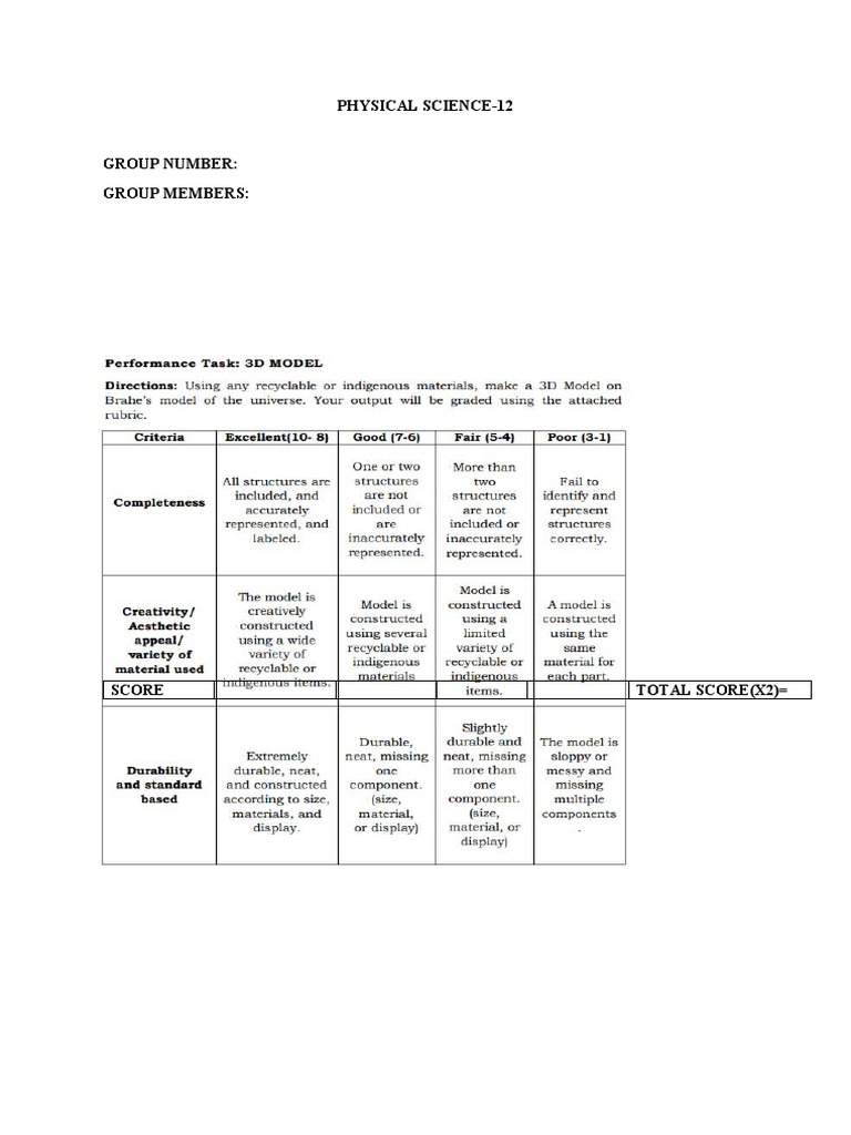 Rubrics Model of The Universe | PDF | Teaching Methods & Materials