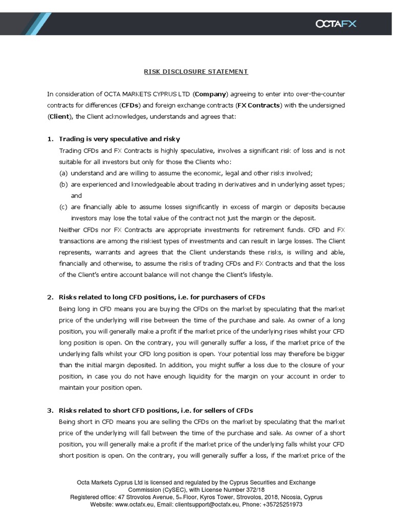 OctaFX Risk Disclosure | PDF