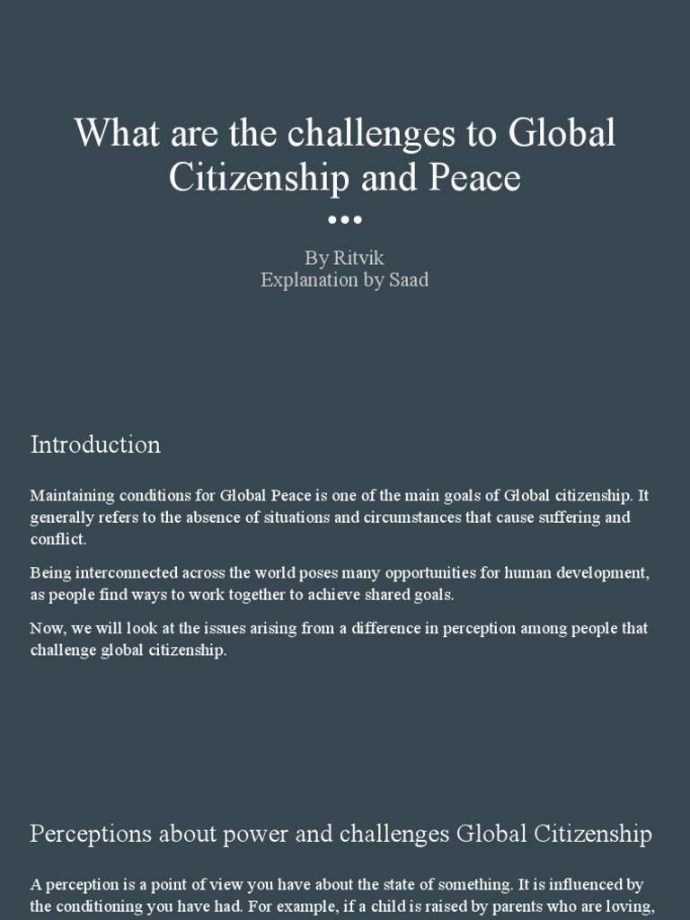 What Are The Challenges To Global Citizenship and Peace | PDF