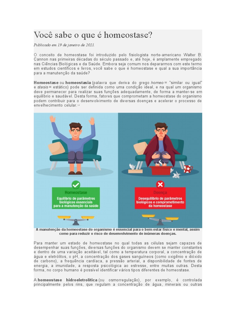Você sabe o que é homeostase | PDF | Homeostase | Febre