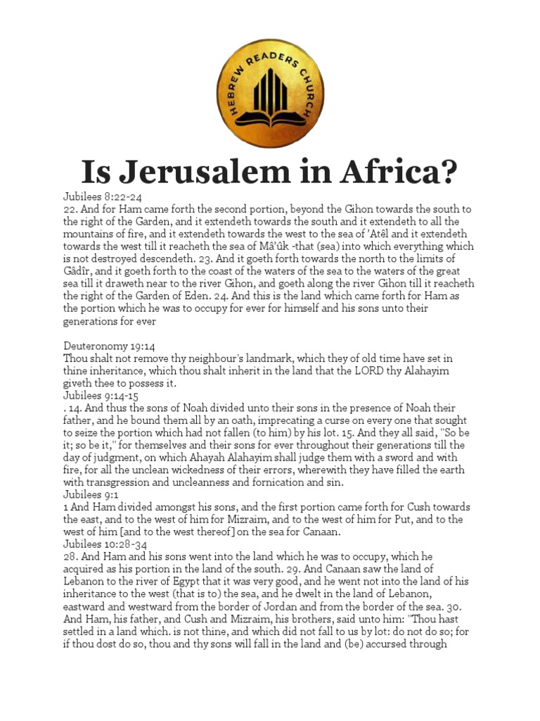 HEBREW READERS-Is Jerusalem in Africa | PDF | Ham (Son Of Noah) | Torah ...