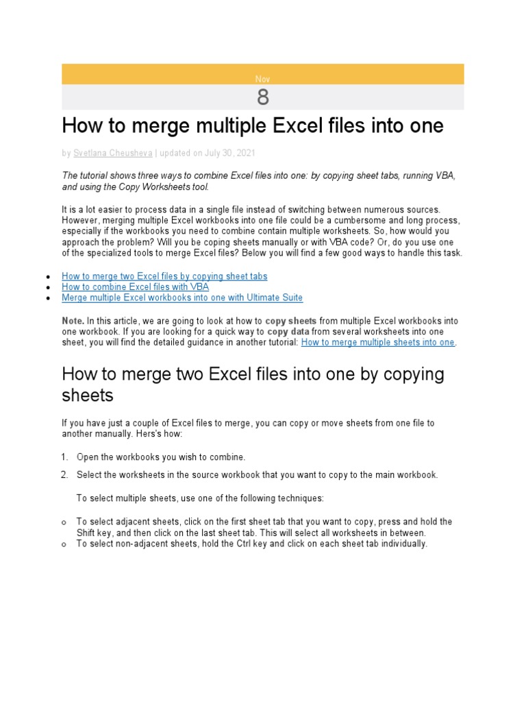 How To Merge Excel Files Download Free Pdf Microsoft Excel System Software 