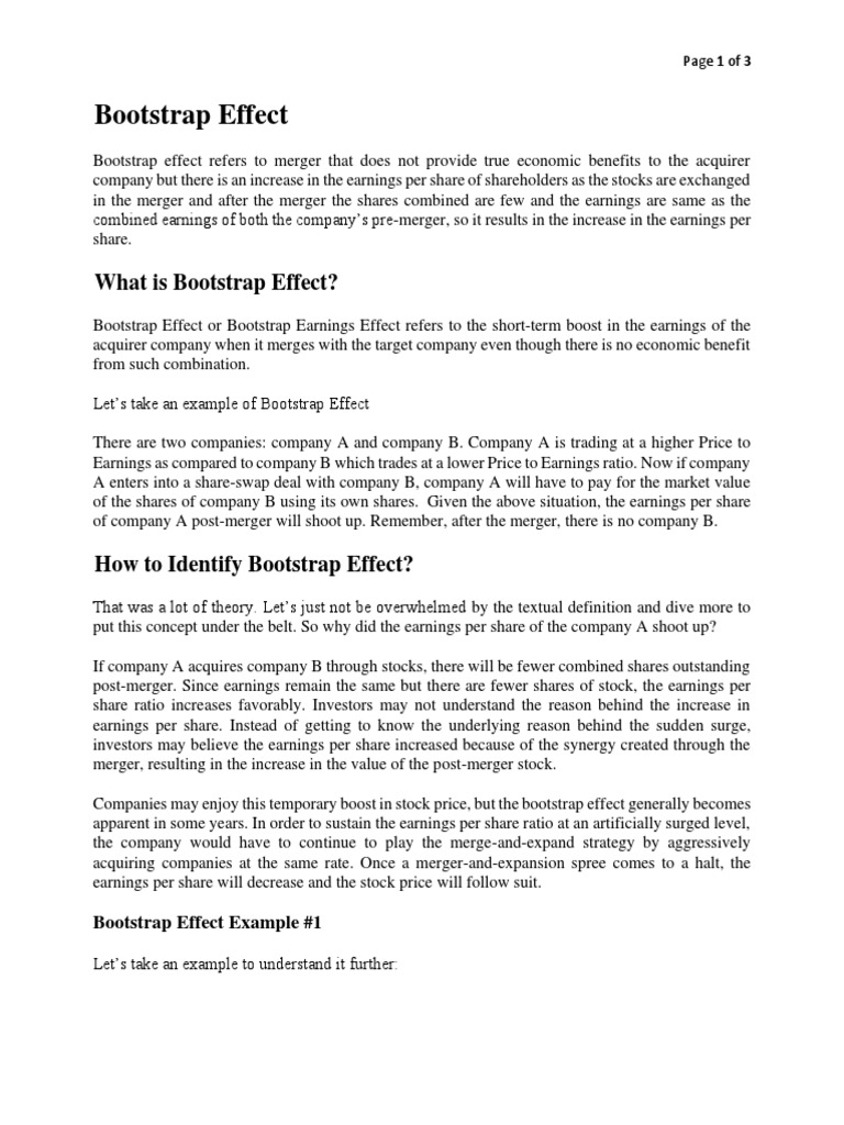 Bootstrap Effect | PDF | Mergers And Acquisitions | Price–Earnings Ratio