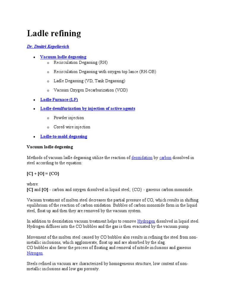 Ladle Refining | PDF | Steel | Heat Treating