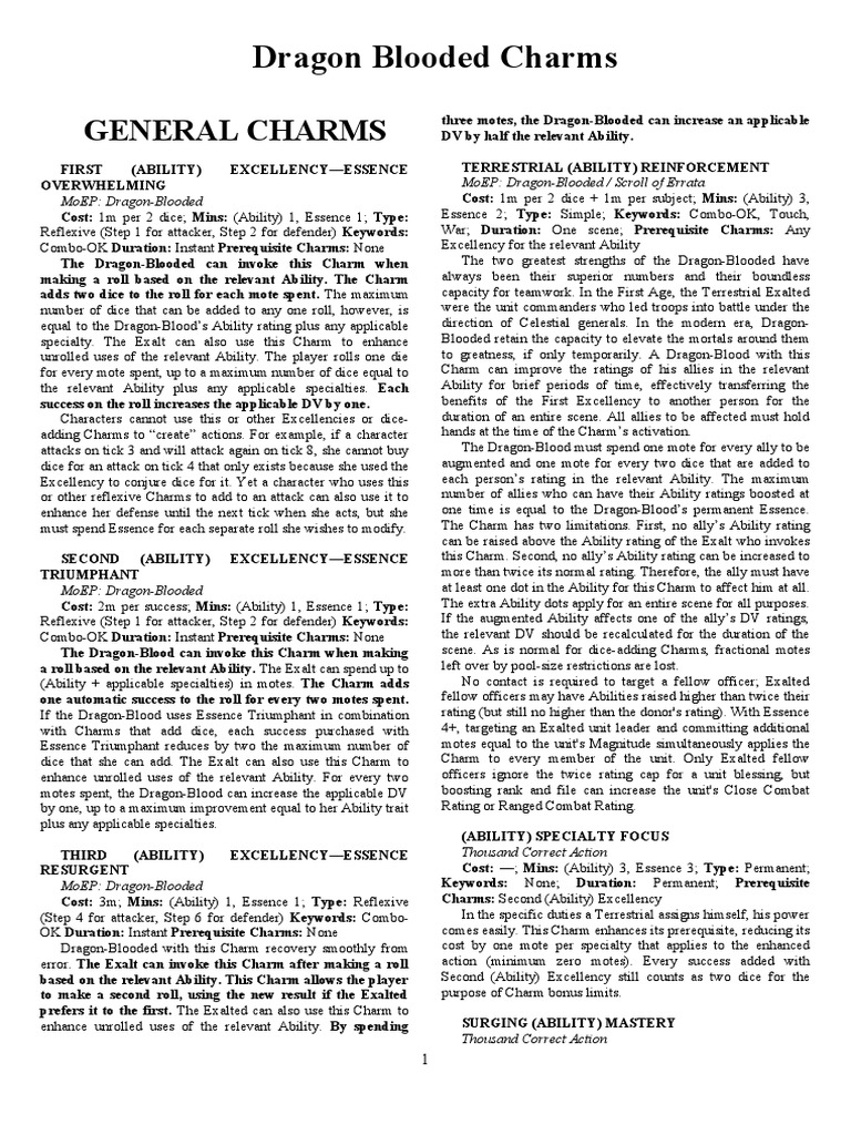 Exalted 2ed - Charm List - 05 - Terrestrial | PDF