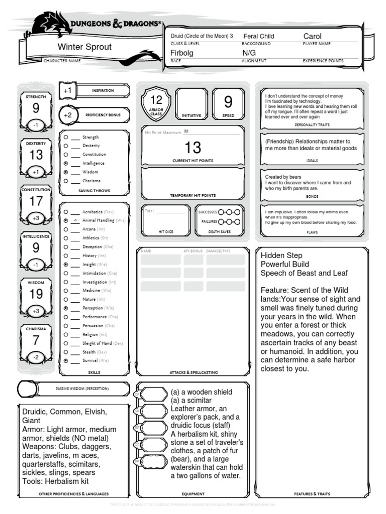Sprout - DND 5e Druid | PDF