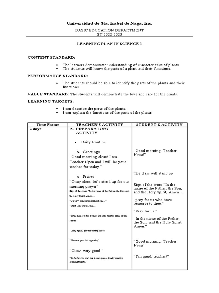 LESSON PLAN Grade 1 | PDF | Seed | Fruit