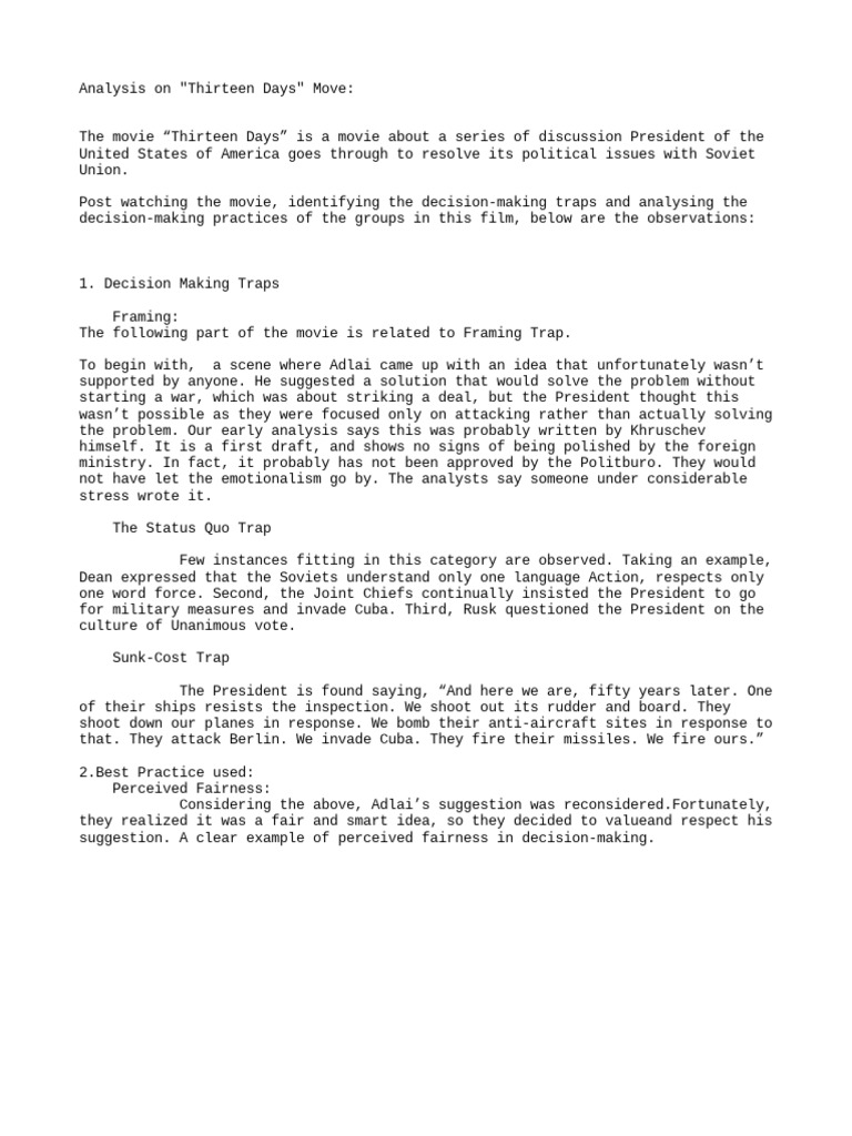 Decision-Making Traps in "Thirteen Days" | PDF | Politics