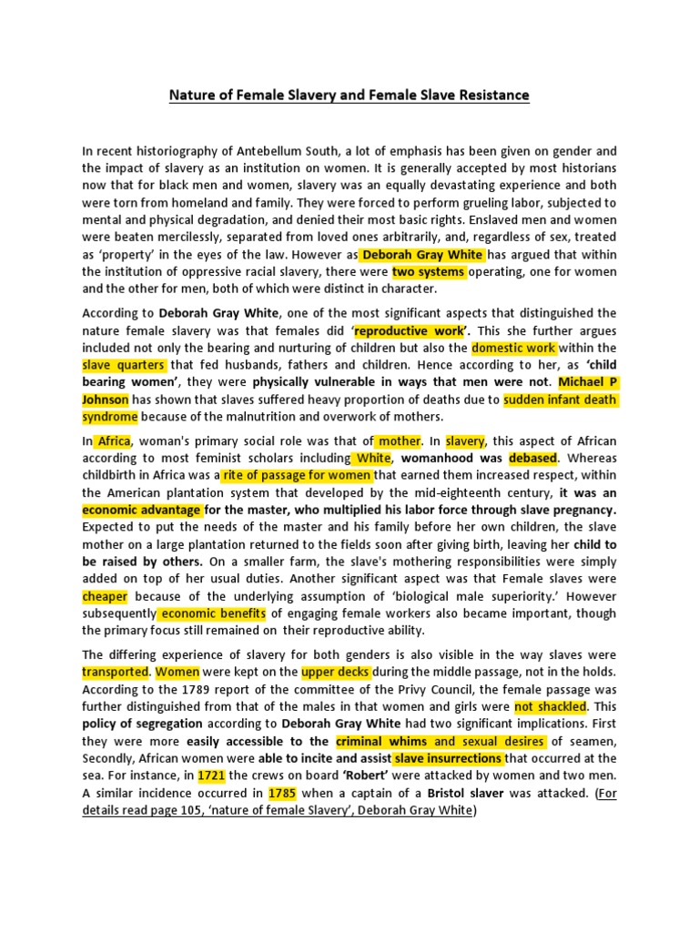 Female Slavery and Resistance | PDF | Slavery | Slavery In The United ...