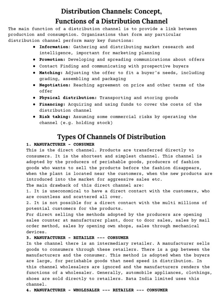 Distribution Channel Functions & Conflict Resolution | PDF | Sales | Retail