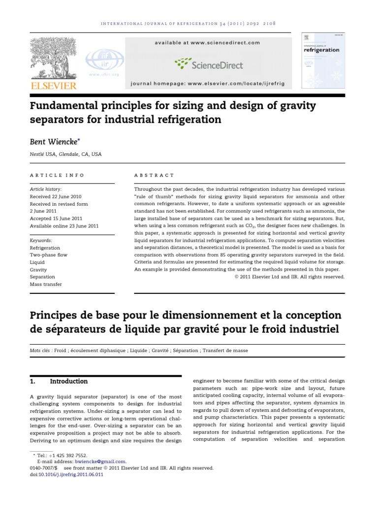 Fundamental Principles For Sizing and Design of Gravity Separators For Industrial | PDF | Drop ...