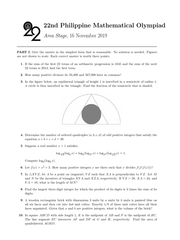 Math Olympiad Problems | PDF | Triangle | Area