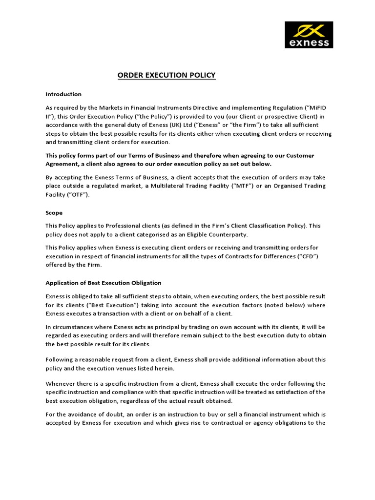 Order Execution Policy 2021 | PDF | Contract For Difference | Order (Exchange)