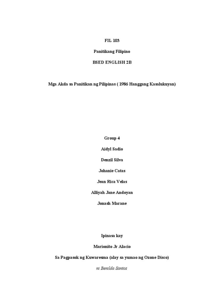 Fil 103 Limang Akda | PDF