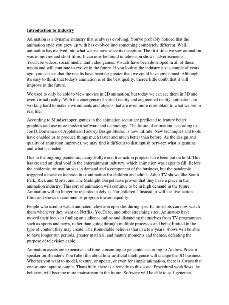 Animation Industry | PDF | Animation