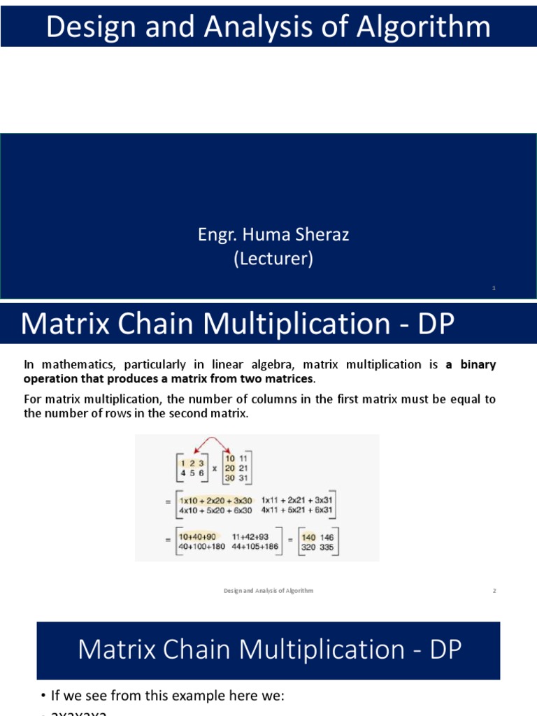6 Matrix Chain M Ultiplication | PDF | Matrix (Mathematics) | Multiplication
