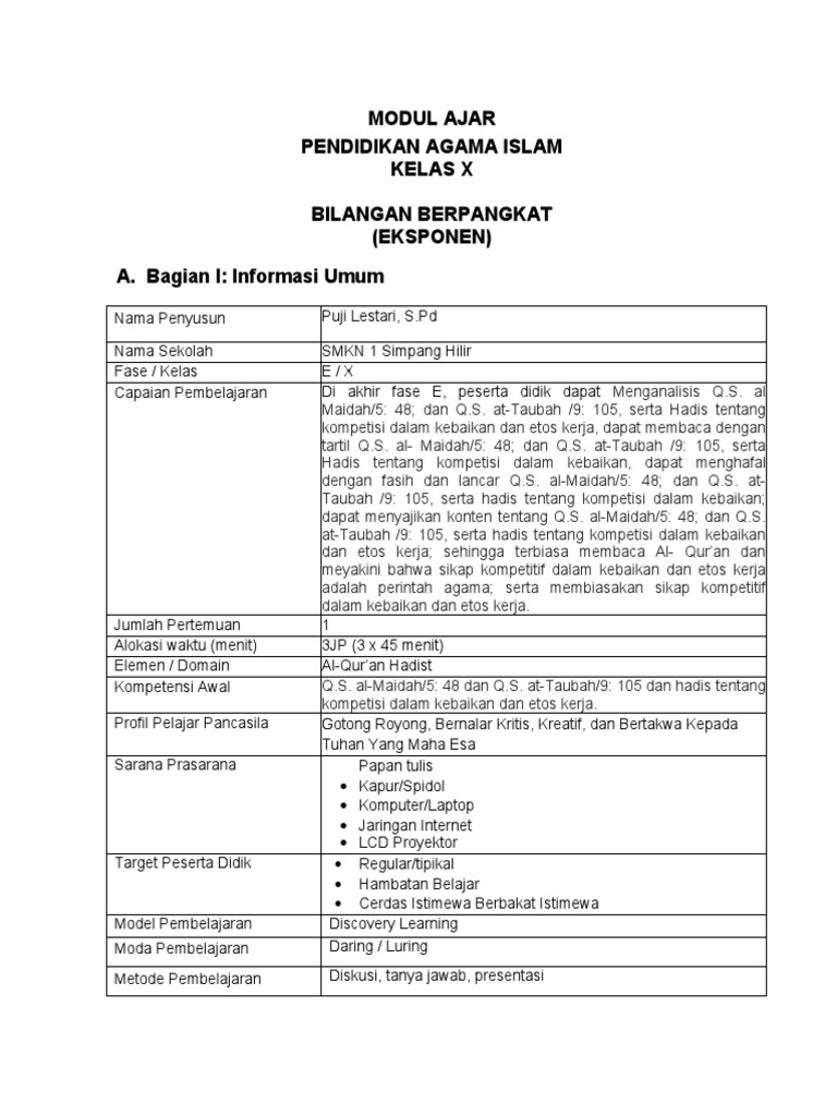 Modul Ajar Pai Pdf
