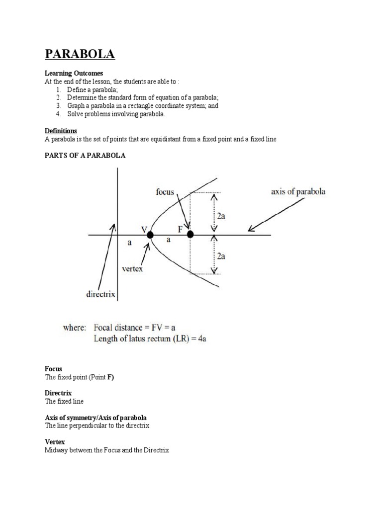 Week 5-Parabola | PDF | Mathematical Objects | Elementary Geometry