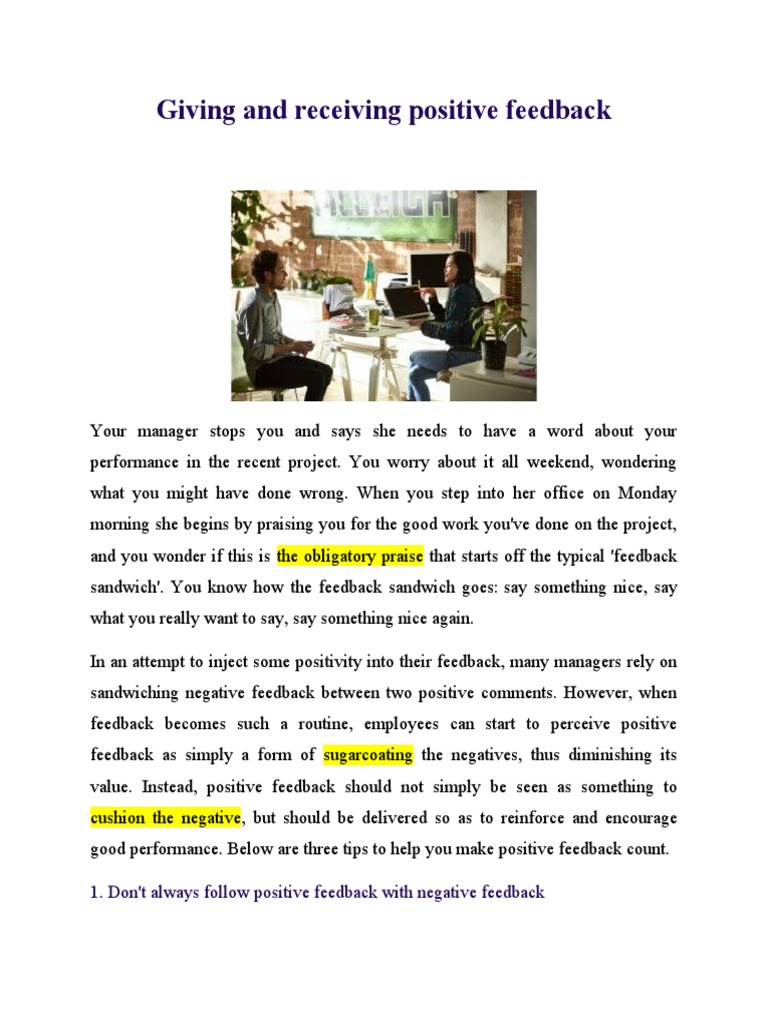 Giving and Receiving Positive Feedback | PDF | Mindset | Cognition