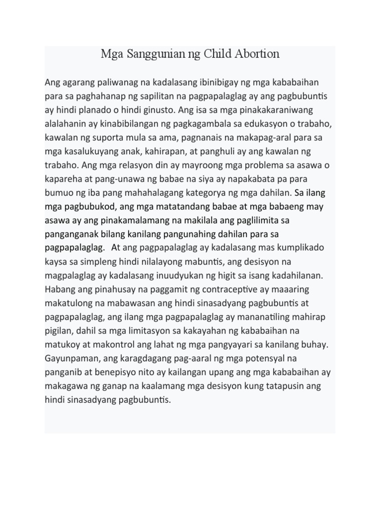 Mga Sanggunian NG Child Abortion 1.0 | PDF