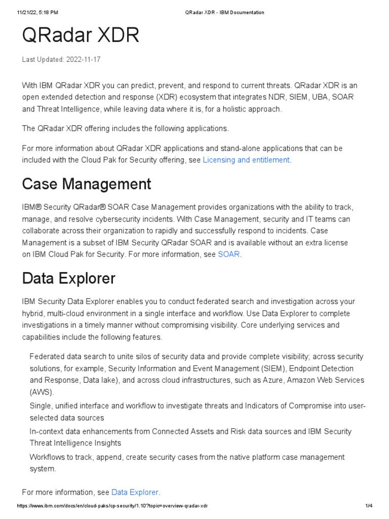 Qradar Xdr Ibm Documentation Pdf Security Computer Security