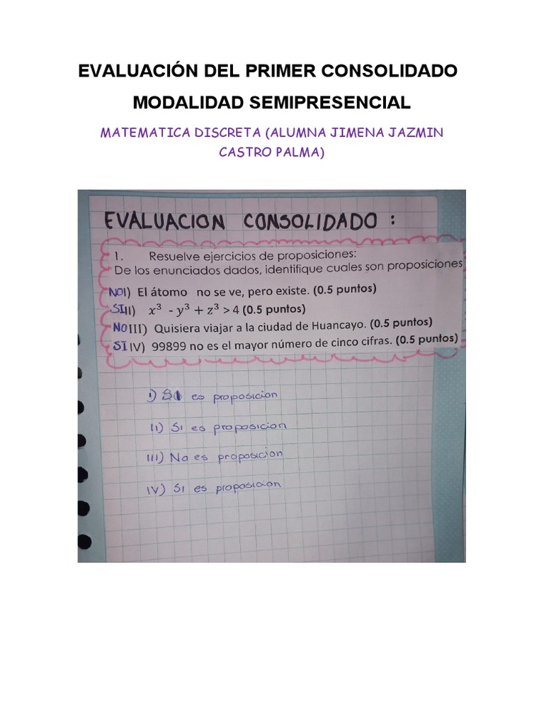 Evaluación Del Primer Consolidado | PDF