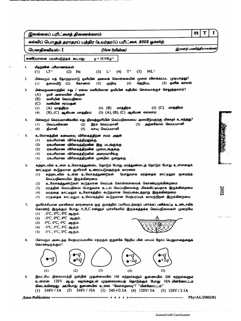 2002 Physics Past Paper | PDF