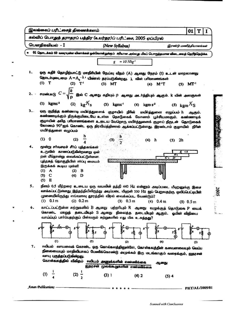 2005 Physics Past Paper | PDF