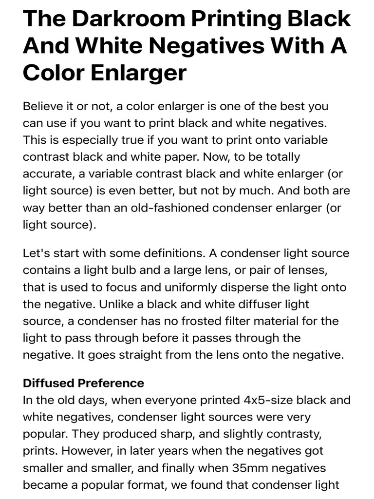 The DarkroomPrinting Black and White Negatives With A Color Enlarger ...