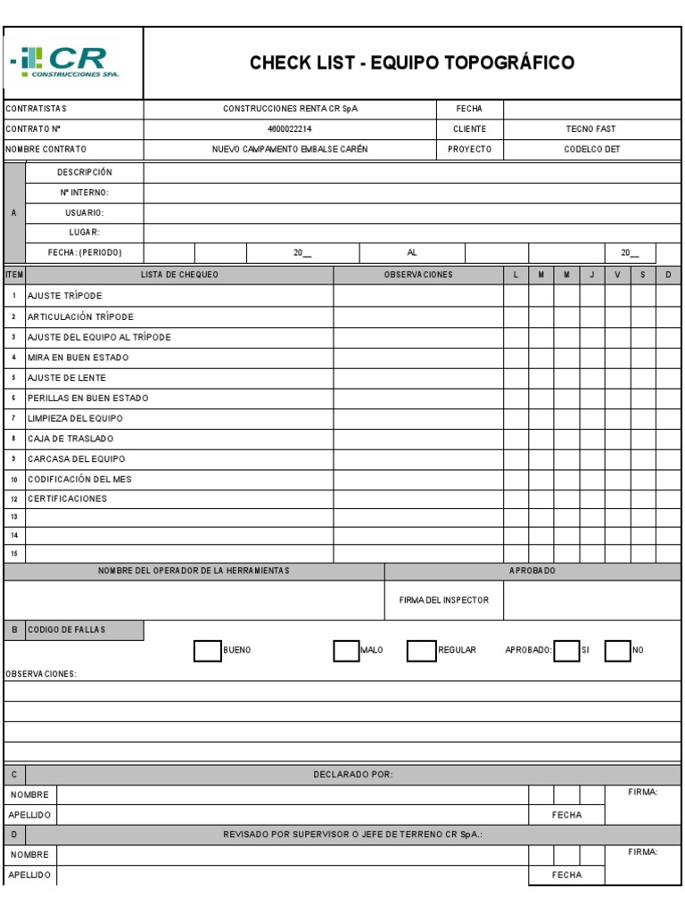 Formato Check List De Inspeccion At1 Coaster Pdf Images To Word