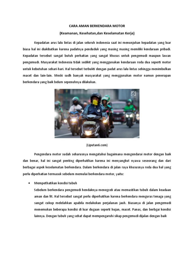 7-1943-Cara Aman Berkendara Motor | PDF | Teknologi & Rekayasa