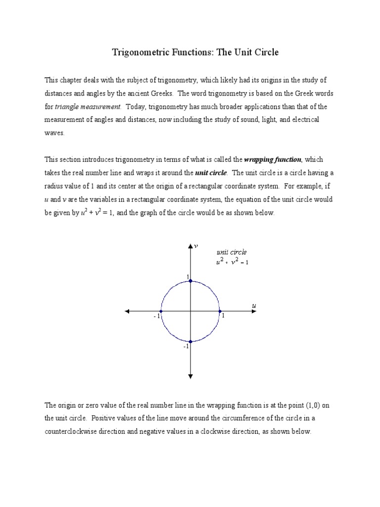 Math2412 Unit Circle | PDF | Trigonometric Functions | Circle