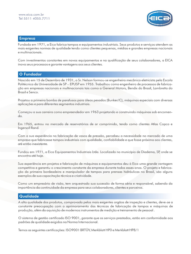 Catálogo EICA | PDF | Empreendedorismo | Engenheiro