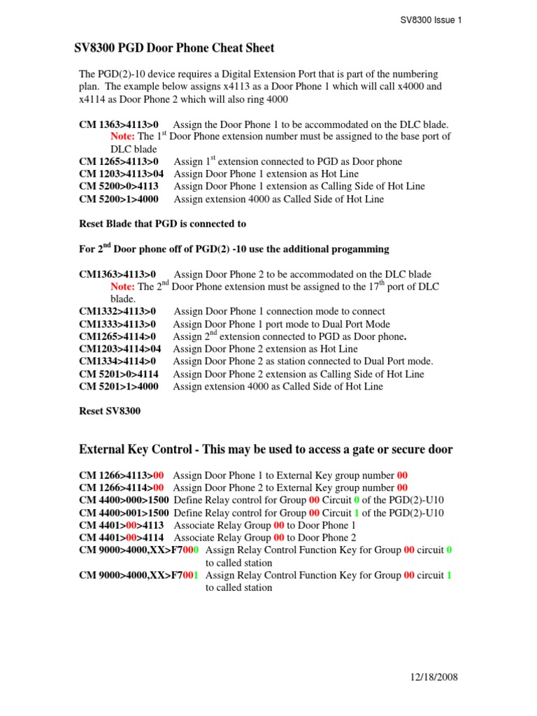 SV8300 Programming PGDAD - Door Phone - v1 | Download Free PDF ...